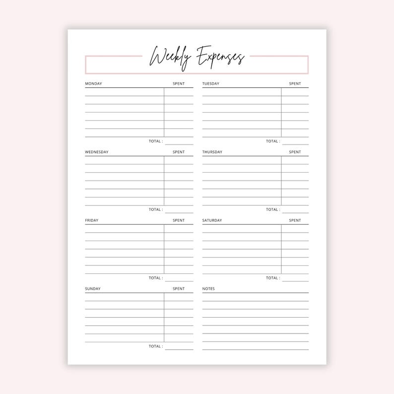 Weekly Expense Tracker Printable, Spending Tracker, Expense Log ...