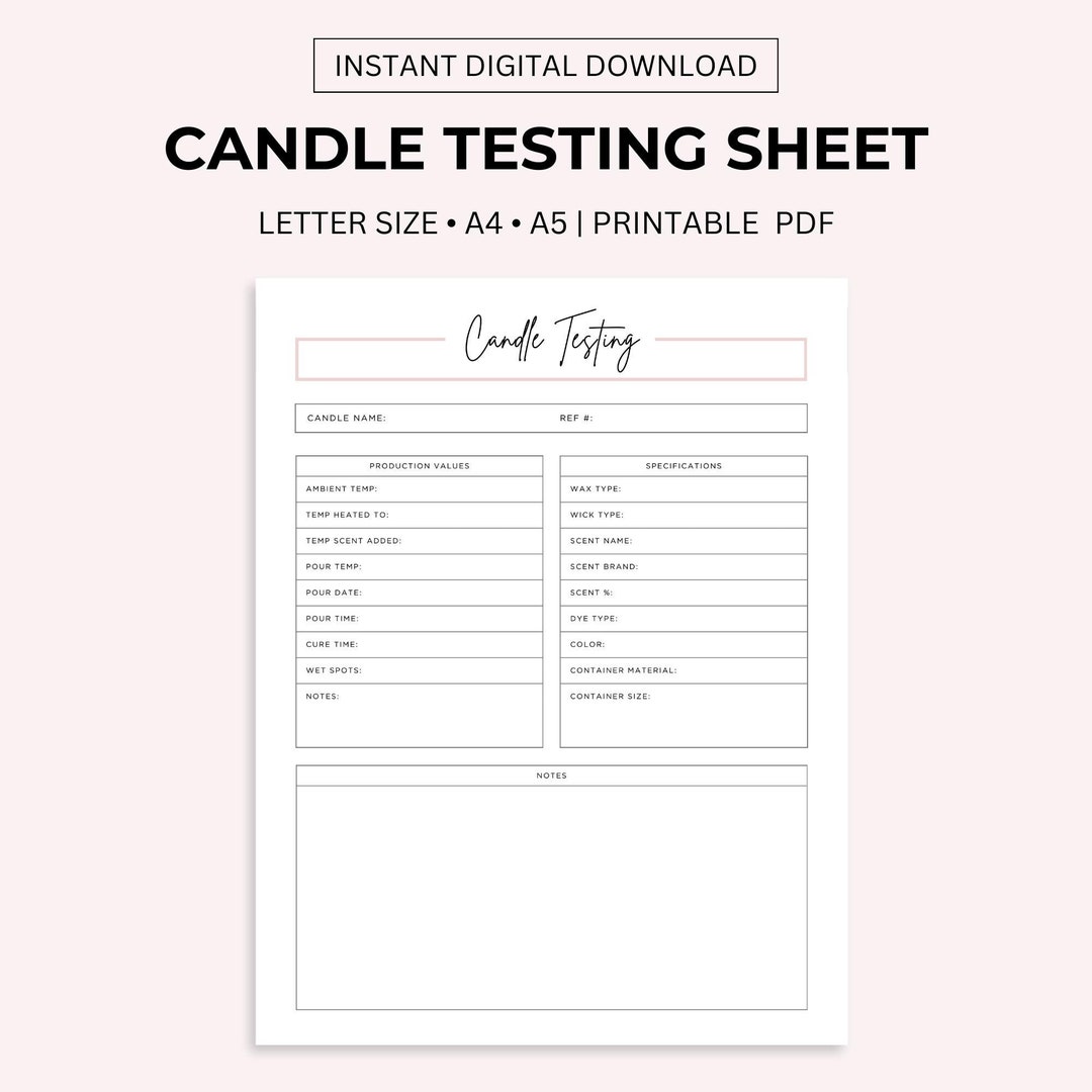 Candle Testing Sheet Printable: Burn Test & Recipe (PDF) - Etsy