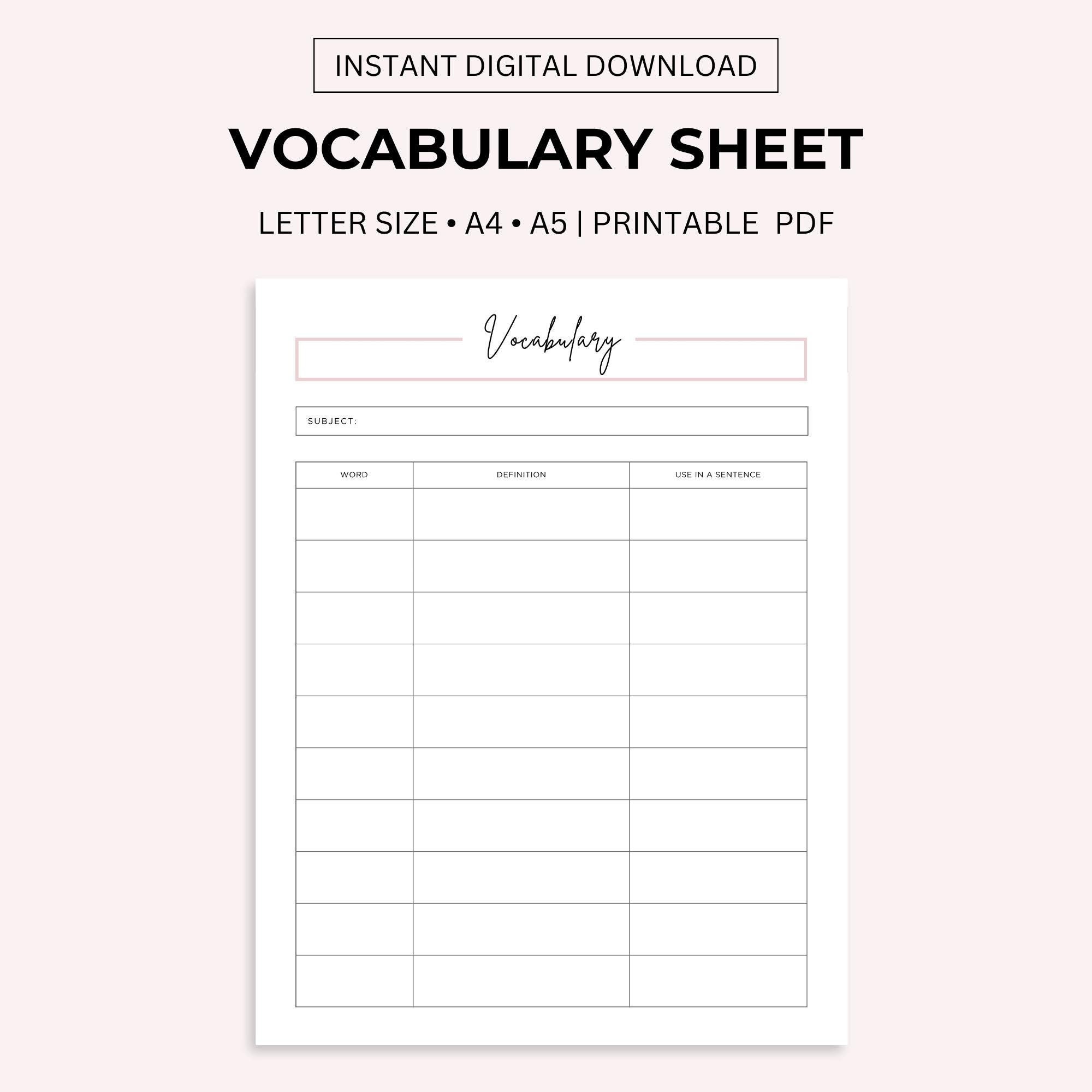 Vocabulary Worksheet Printable Vocabulary Practice Sheet Language