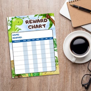 Dinosaur Reward Chart for Kids Printable, Toddler Goal Chart, Routine ...