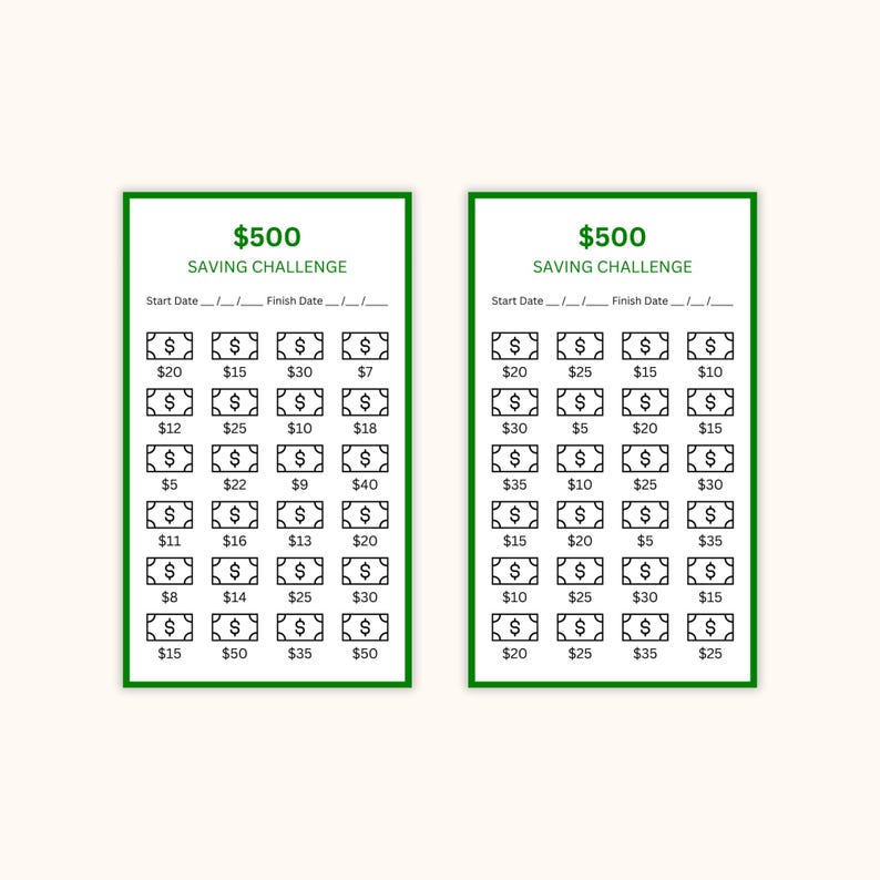 A6 Mini Savings Challenge Bundle: Money Bill Trackers (PDF) - Etsy