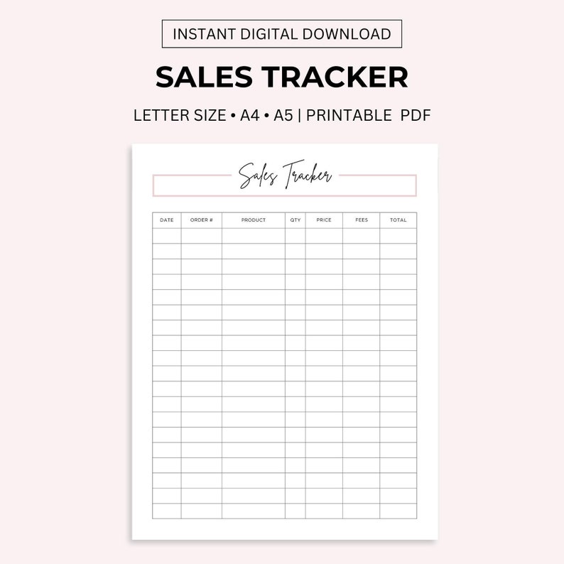 Sales Tracker Printable, Sales Log, Order Tracker - Etsy