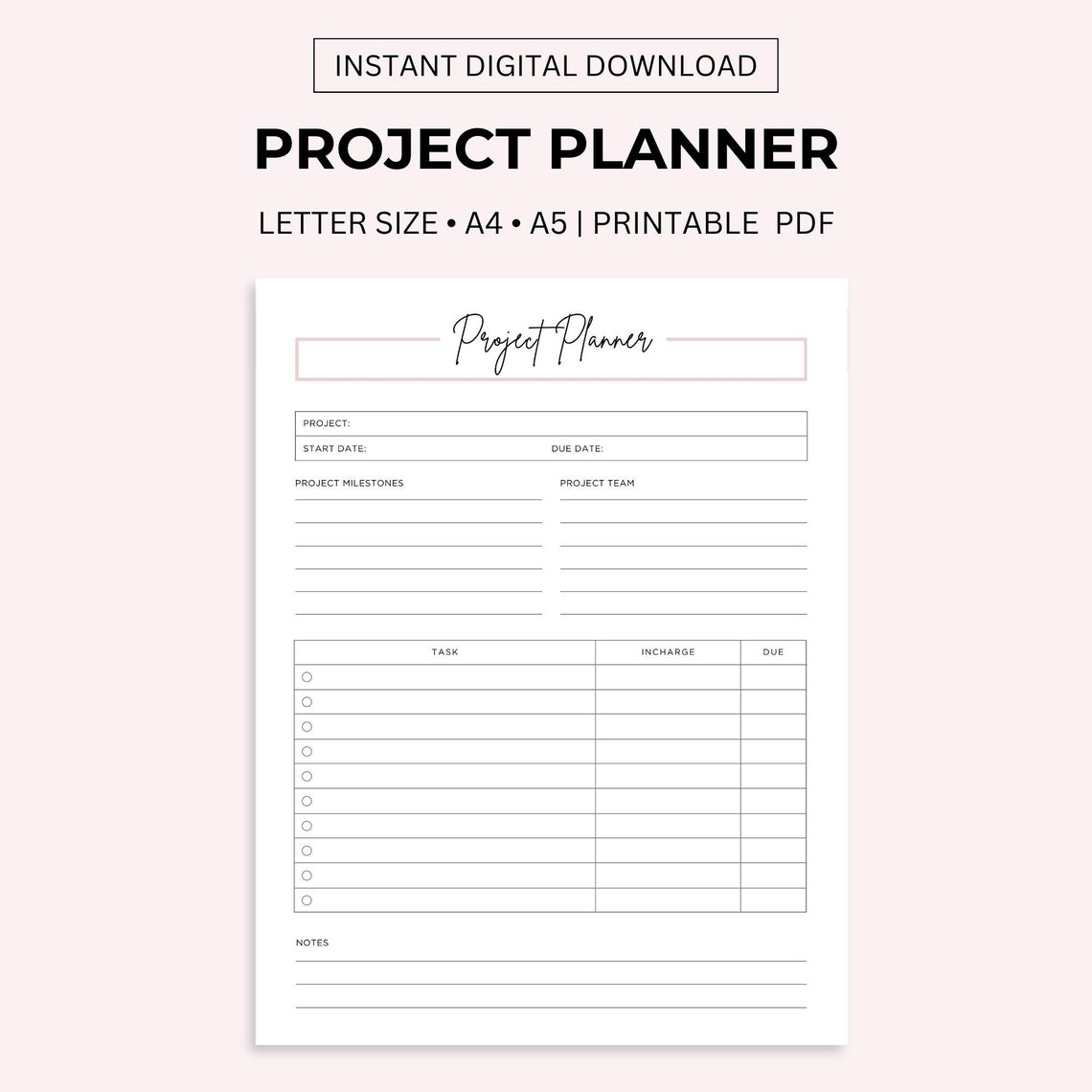 Project Planner Printable, Productivity Planner, Task Tracker, College ...
