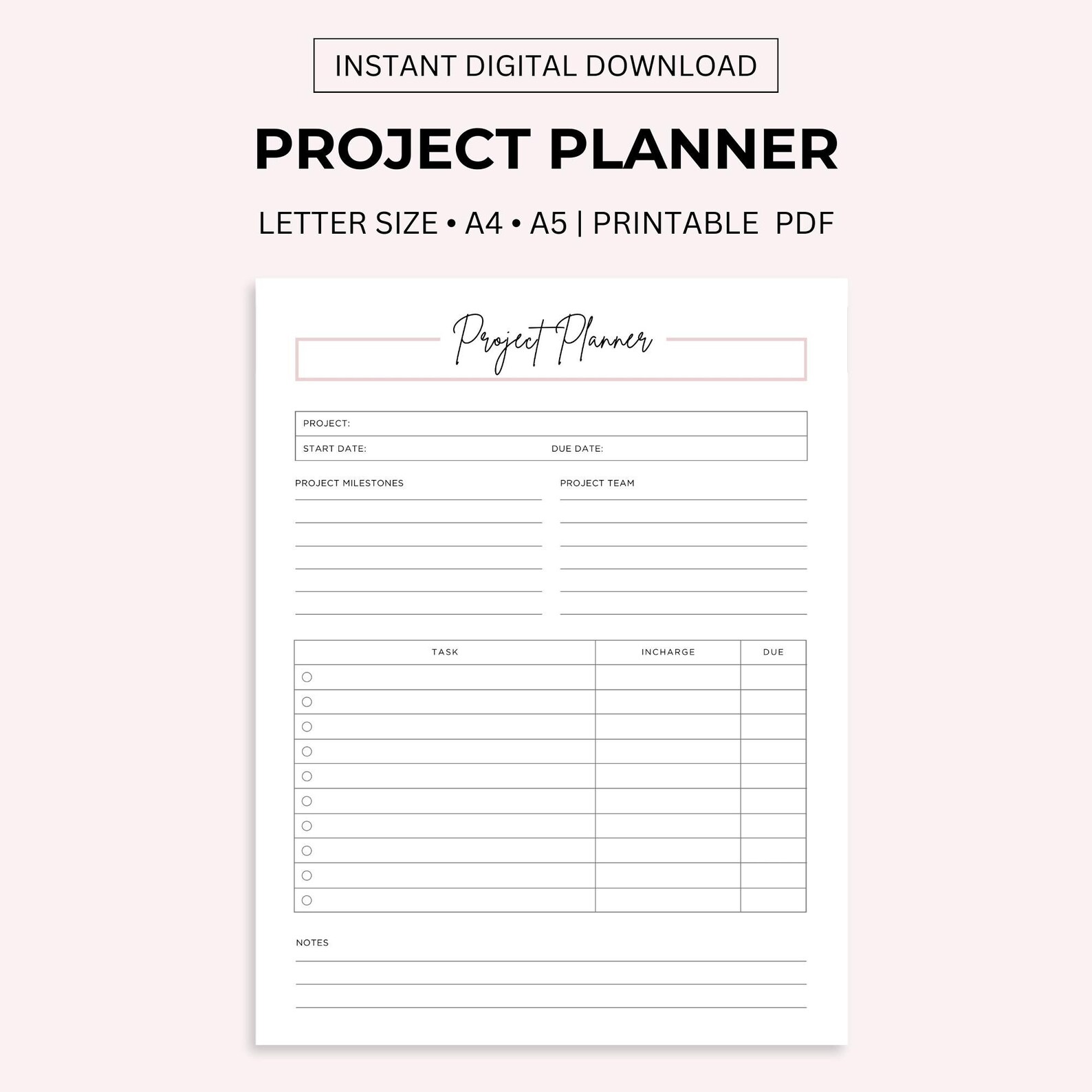 Project Planner Printable, Productivity Planner, Task Tracker, College ...