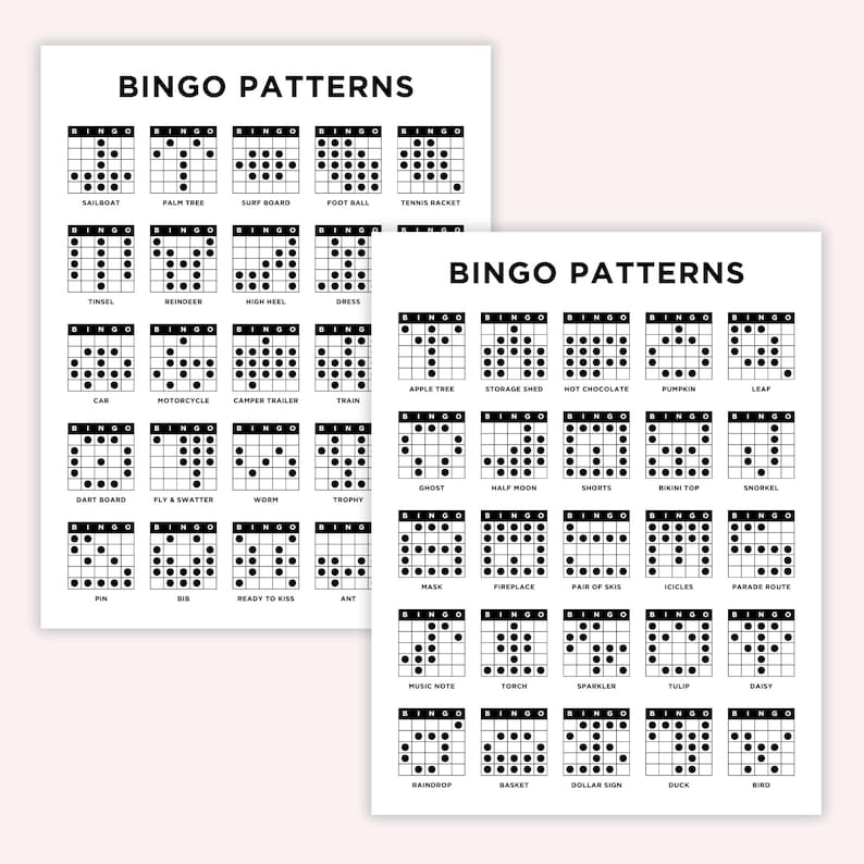 200 Bingo Patterns: Bingo Alphabet, Numbers, Shapes (printable PDF) - Etsy