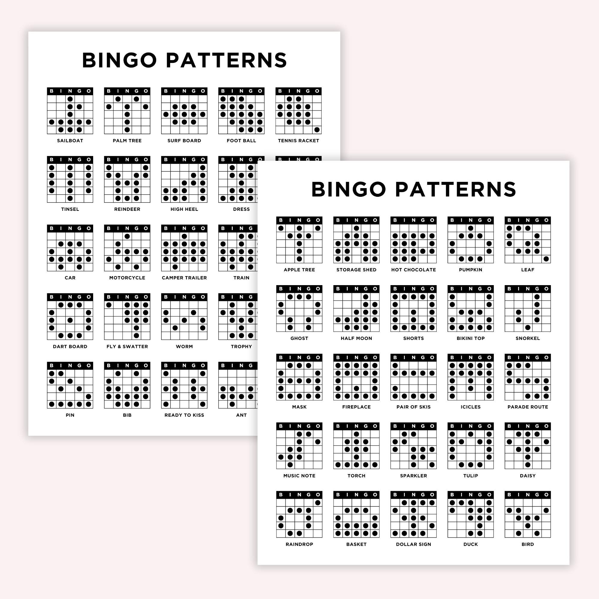 200 Bingo Patterns. Bingo Winning Patterns, Bingo Alphabet, Numbers ...