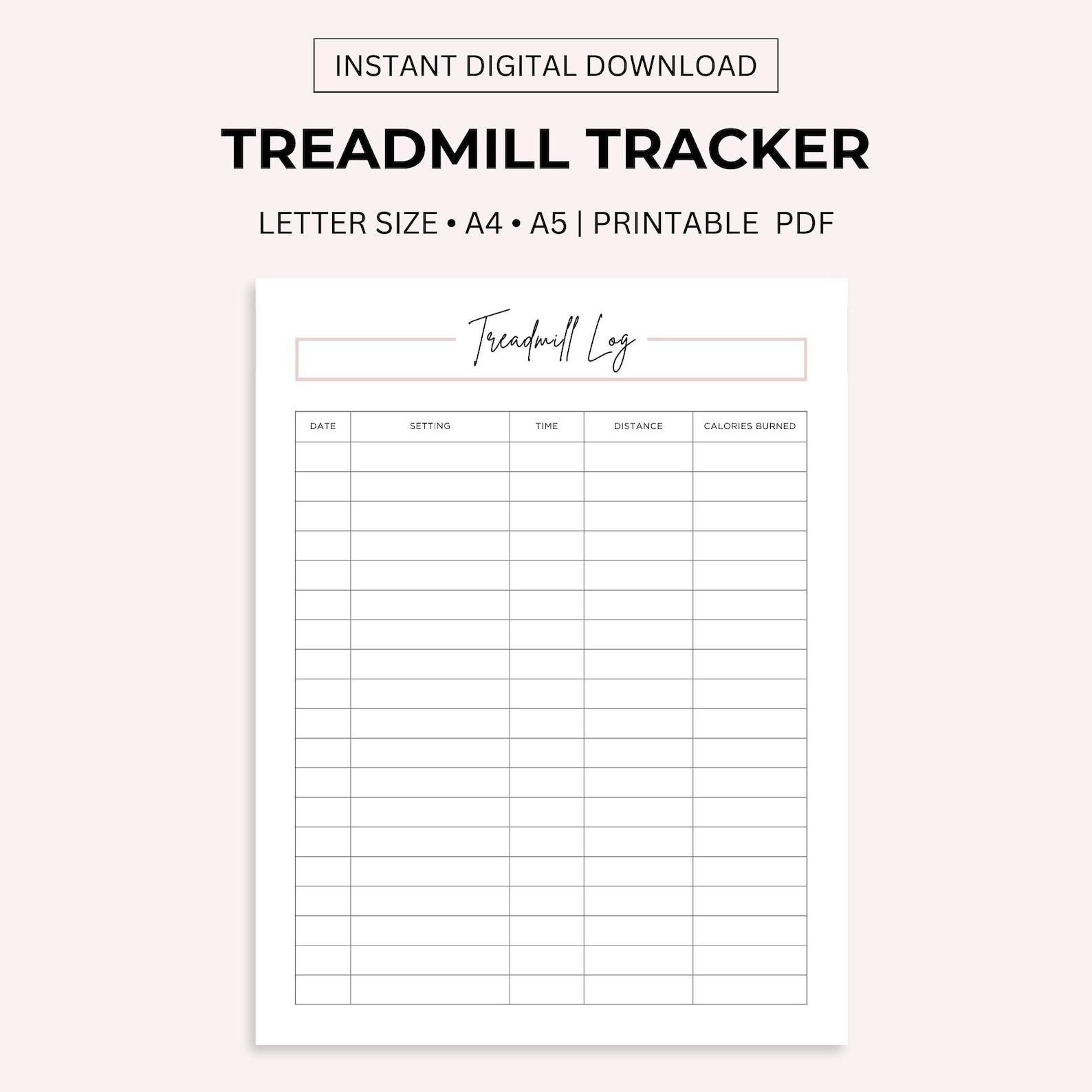 Treadmill Log Printable: Gym & Workout Tracker (PDF) - Etsy