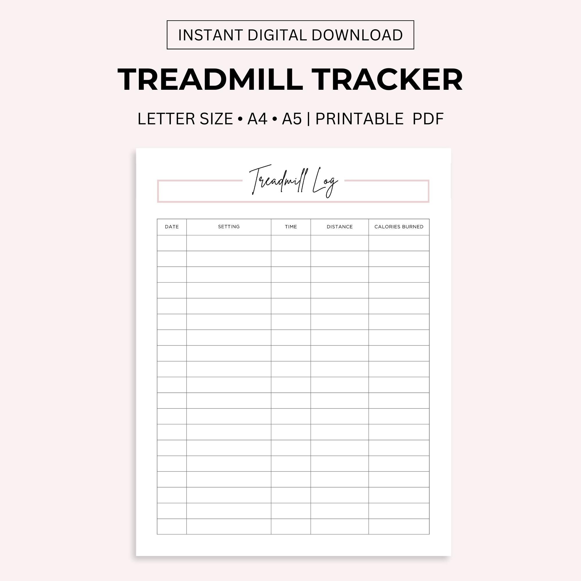 Treadmill Log Printable: Gym & Workout Tracker (PDF) - Etsy