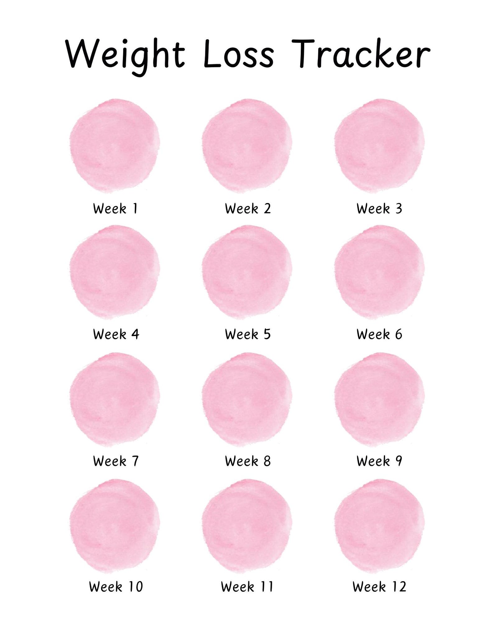 12-week Weight Loss Tracker Printable (letter/a4/a5 PDF) - Etsy