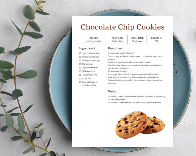 Editable Recipe Template, Printable Recipe Sheet, Recipe Book ...