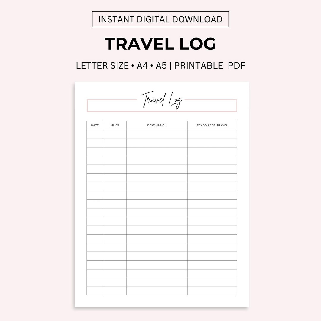 Travel Log Printable, Travel Record - Etsy