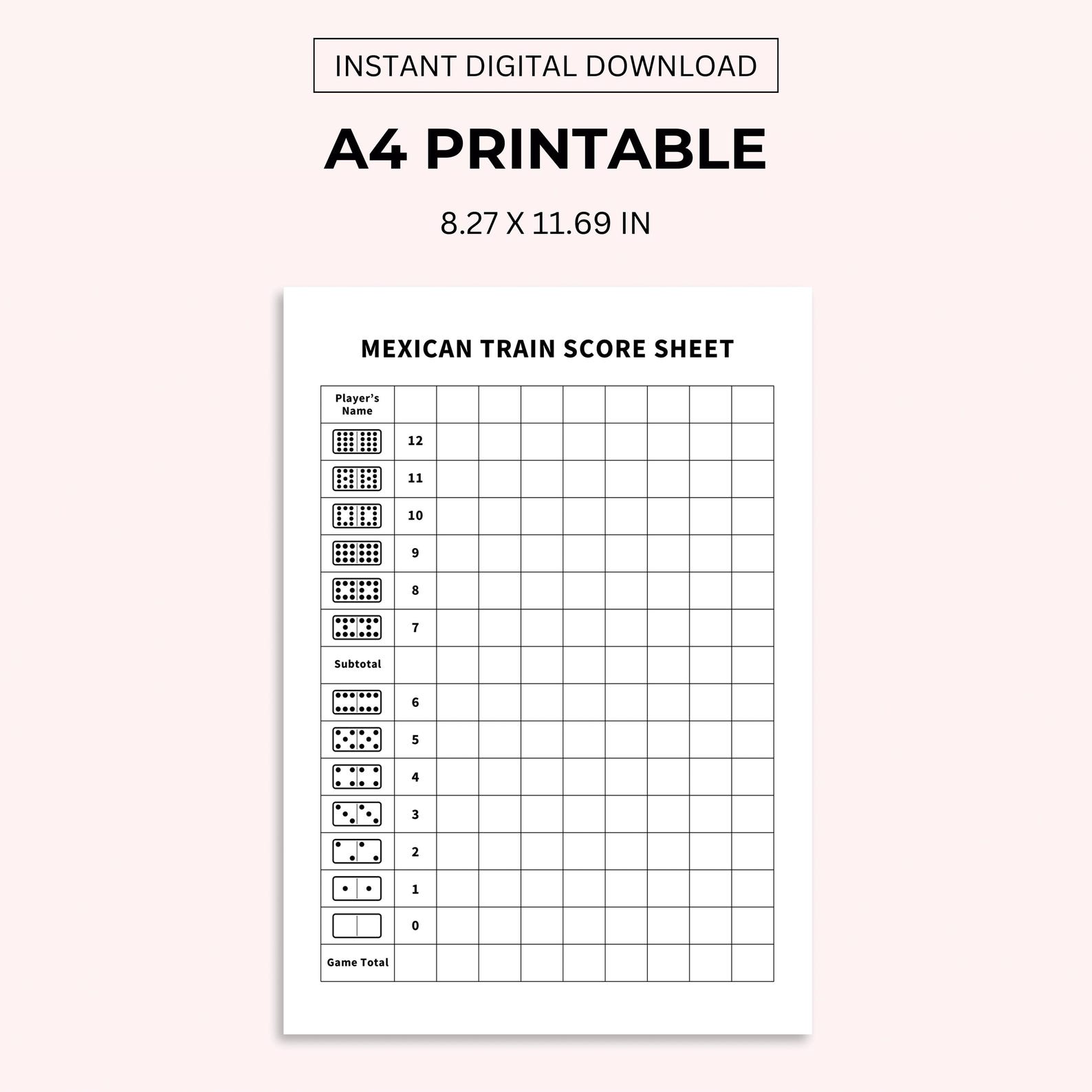 Mexican Train Score Sheet: Domino Game Night (printable PDF) - Etsy