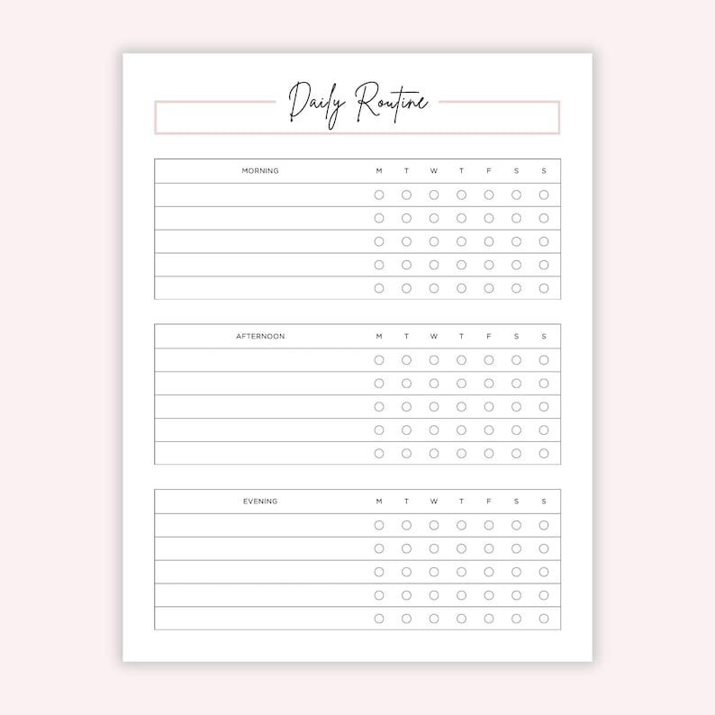 Daily Routine Checklist Printable, Routine Planner, Morning Routine ...