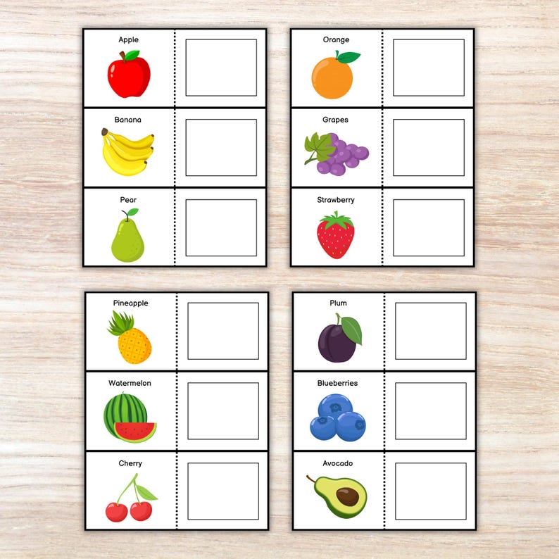 Fruit Matching Game Printable, Toddler Matching Activity, Preschool ...