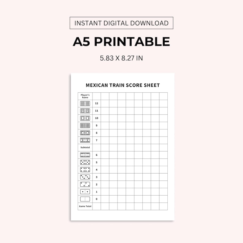 Mexican Train Score Sheet: Domino Game Night (printable PDF) - Etsy