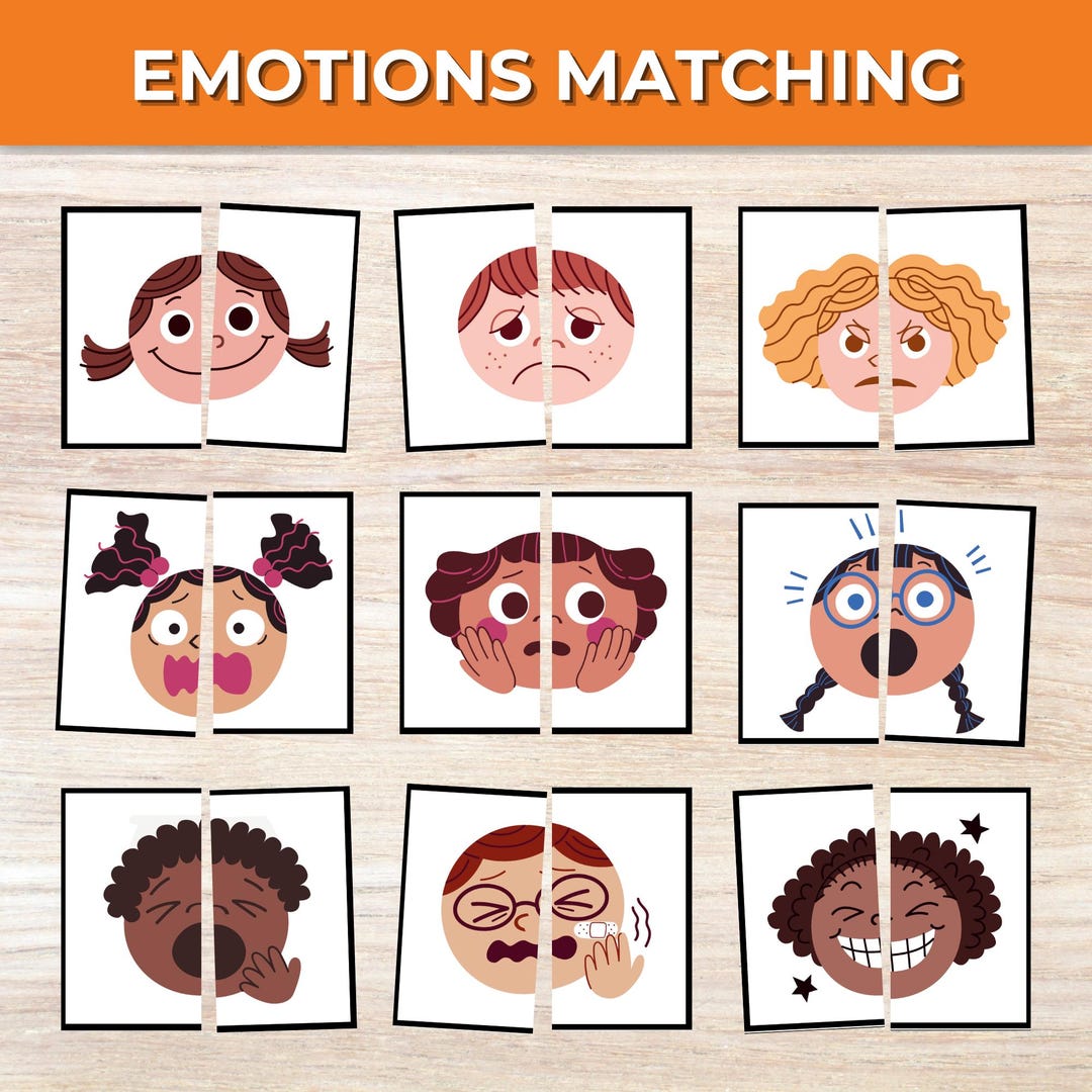 Emotions Matching Game: Preschool Learning Activity (PDF Pattern) - Etsy