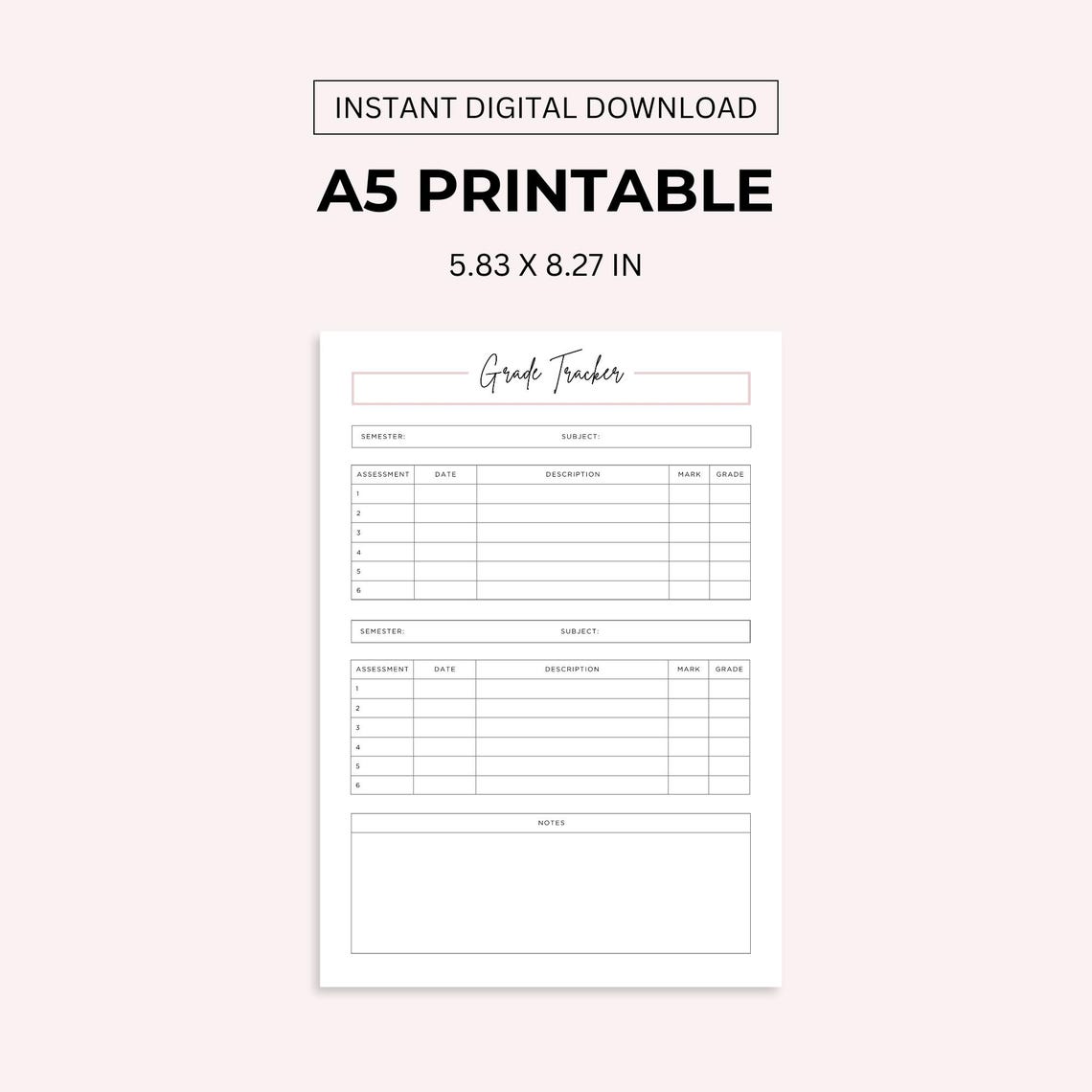 Grade Tracker Printable, Homeschool Gradebook, Student Grading Sheet - Etsy