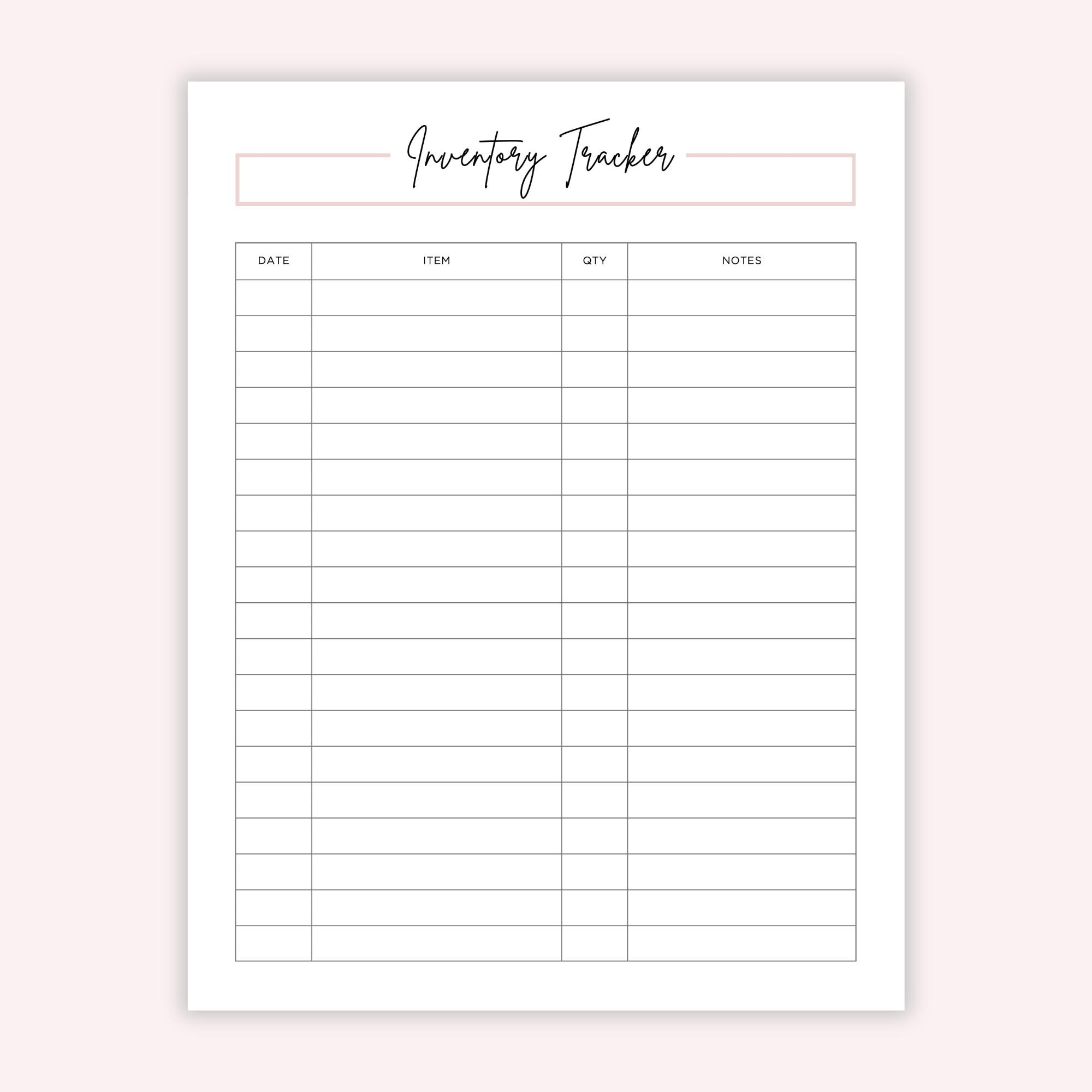 Inventory Tracker Printable, Inventory Organizer, Inventory Management ...