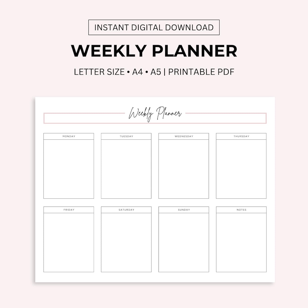Weekly Planner Printable: To-do List, Notes (PDF) - Etsy