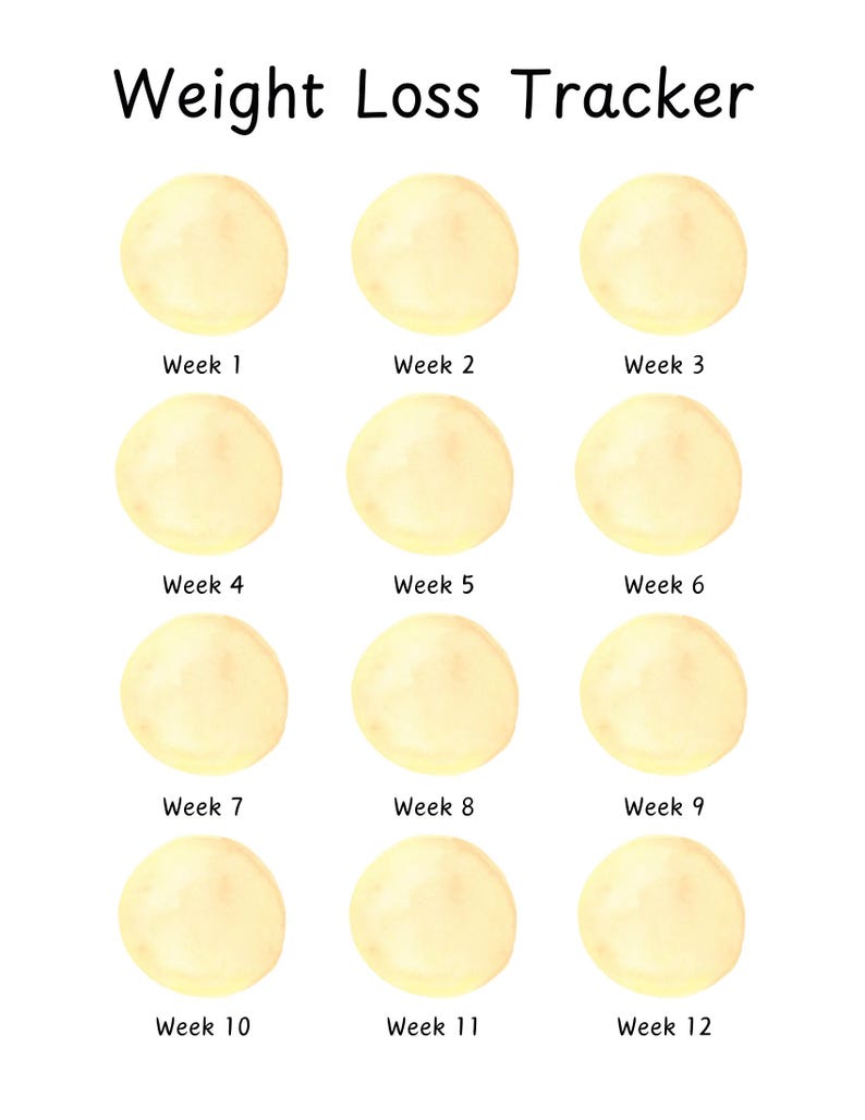 12-week Weight Loss Tracker Printable (letter/a4/a5 PDF) - Etsy