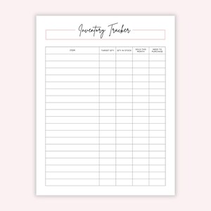 Printable Inventory Tracker: A4, A5, Letter Size (PDF) - Etsy