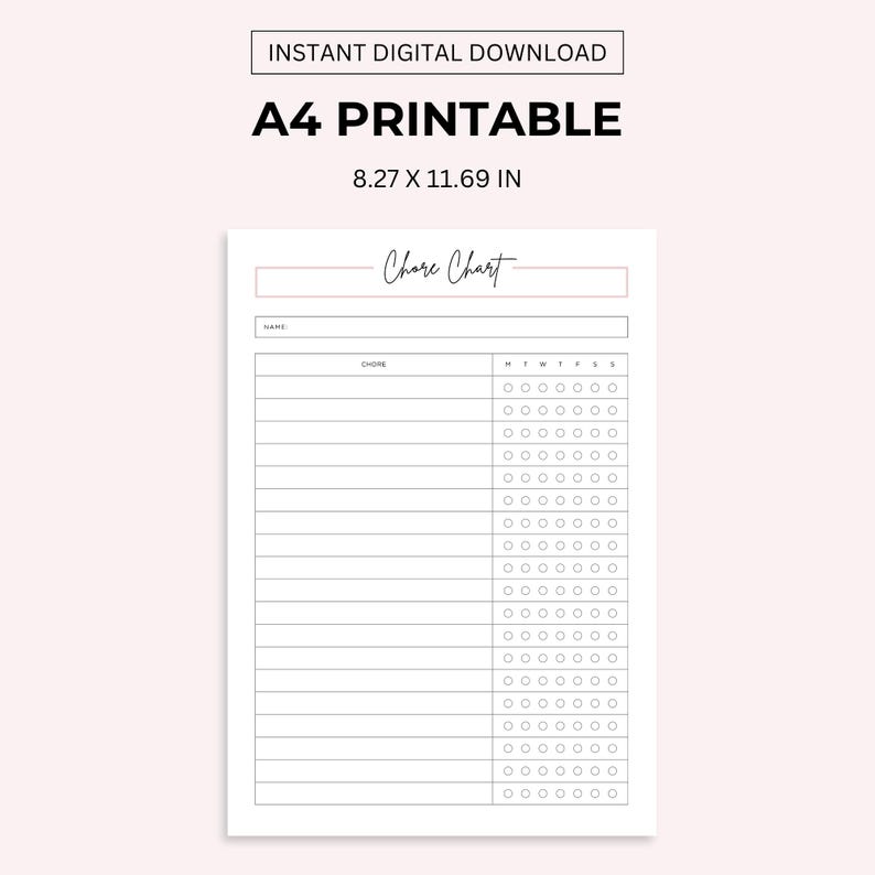 Chore Chart Printable, Chore Checklist, Kid Chore, Daily Chore, Task ...