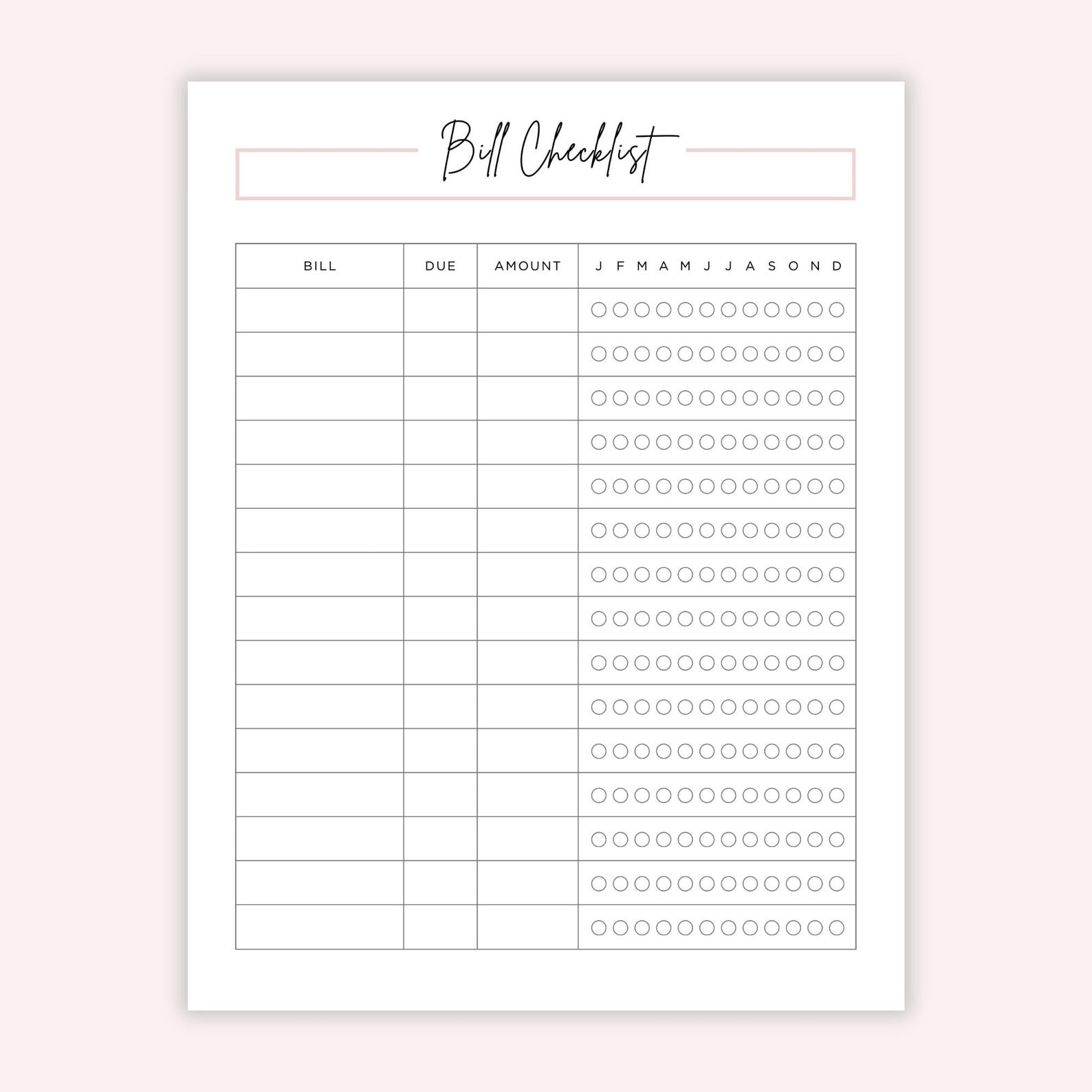 Yearly Bill Payment Tracker Printable: A4 A5 Letter Size (PDF) - Etsy