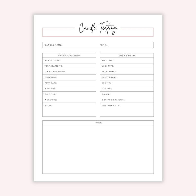 Candle Testing Sheet Printable: Burn Test & Recipe (PDF) - Etsy