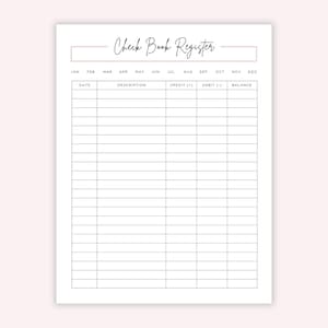 Checkbook Register Printable, Check Transaction Tracker, Checkbook Log ...