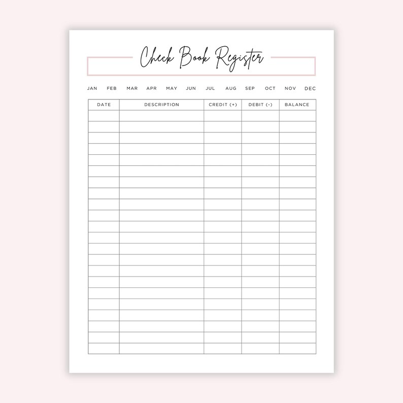 Checkbook Register Printable, Check Transaction Tracker, Checkbook Log ...
