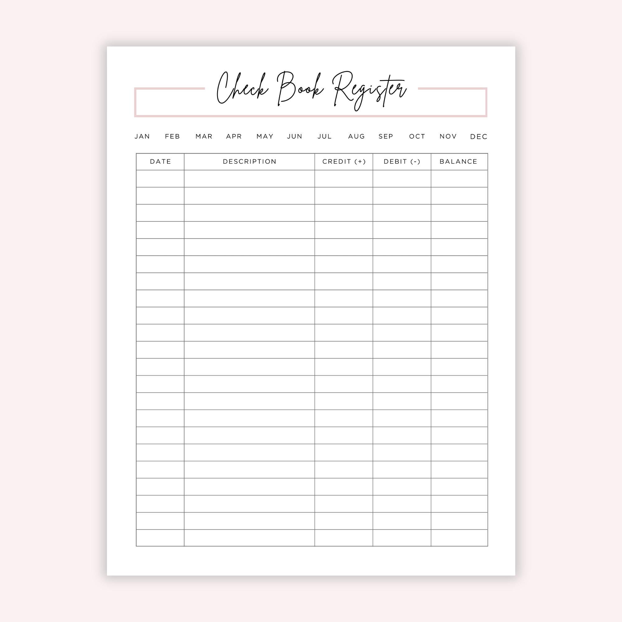 Checkbook Register Printable, Check Transaction Tracker, Checkbook Log ...
