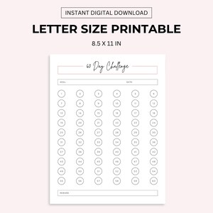 60 Days Challenge Printable, Goal Setting, Progress Tracker, Challenge ...
