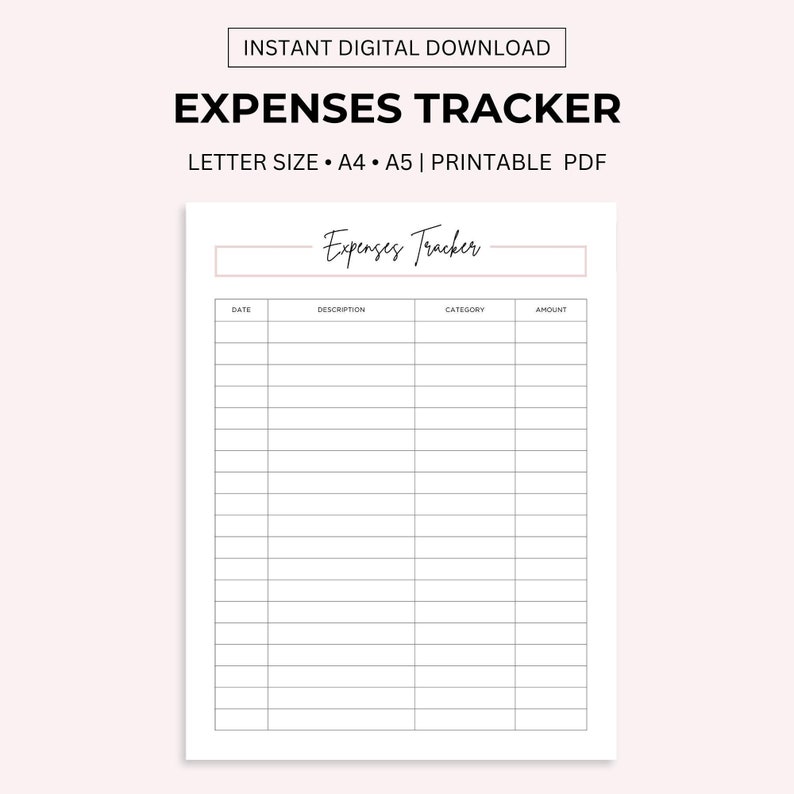 Expense Tracker Printable: Budget Planner (letter/a4/a5 PDF) - Etsy