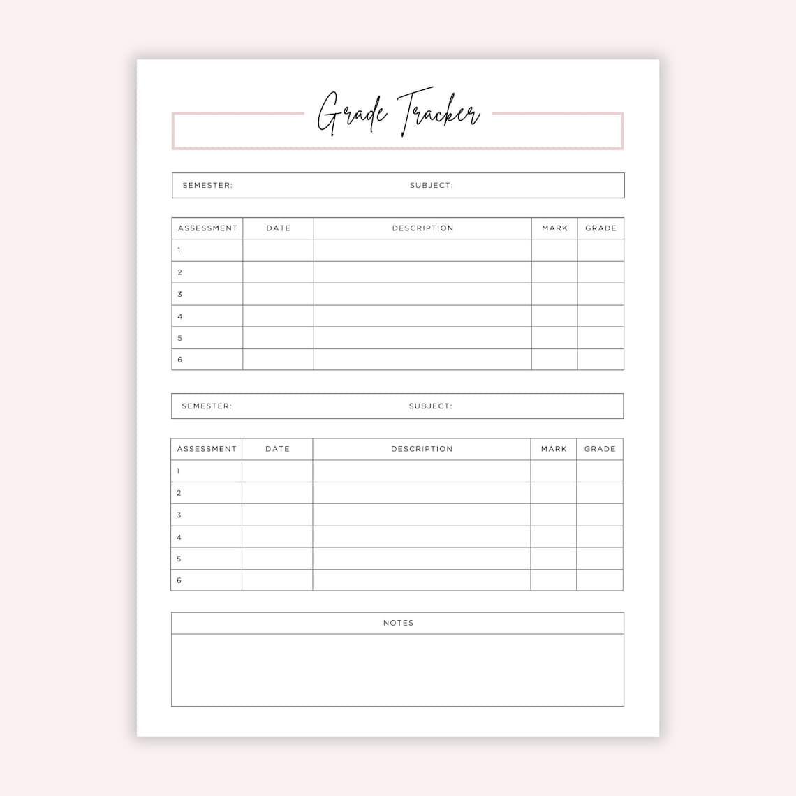 Grade Tracker Printable, Homeschool Gradebook, Student Grading Sheet - Etsy