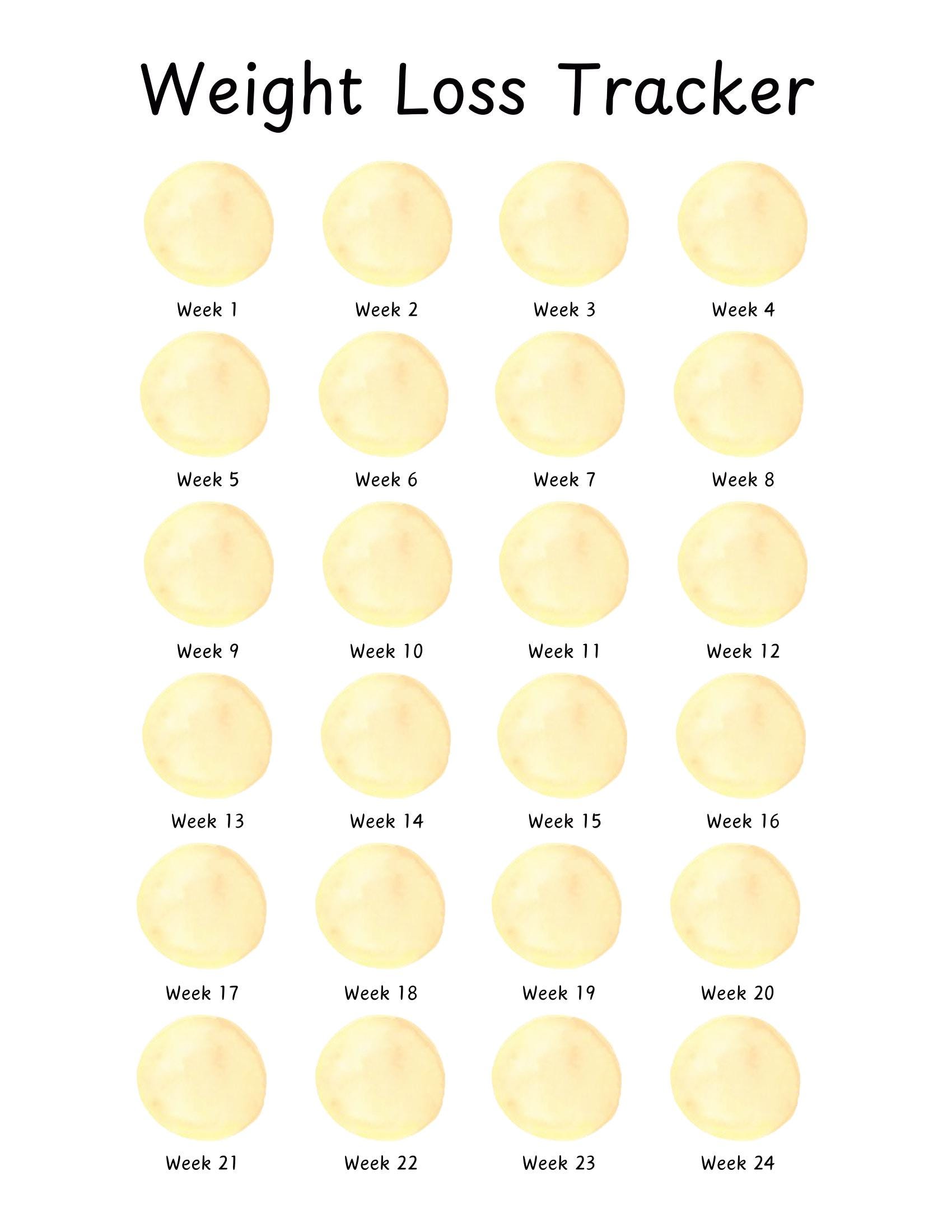 24 Weeks Weight Loss Tracker Printable. Weekly Weight Tracker. Fitness ...