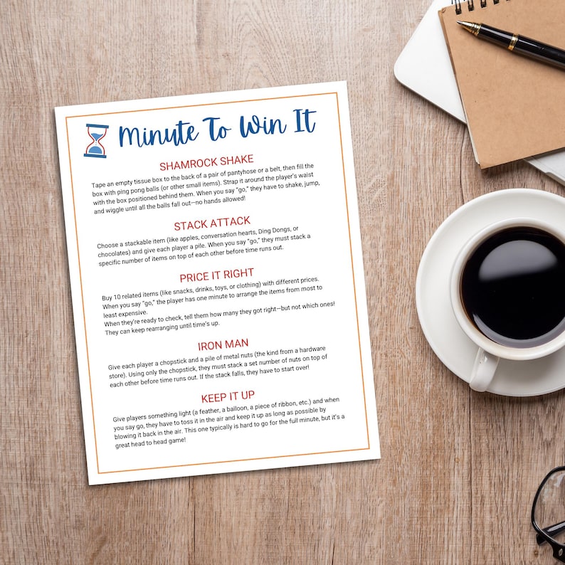 Minute to Win It Games Bundle: Party Activities (printable PDF) - Etsy