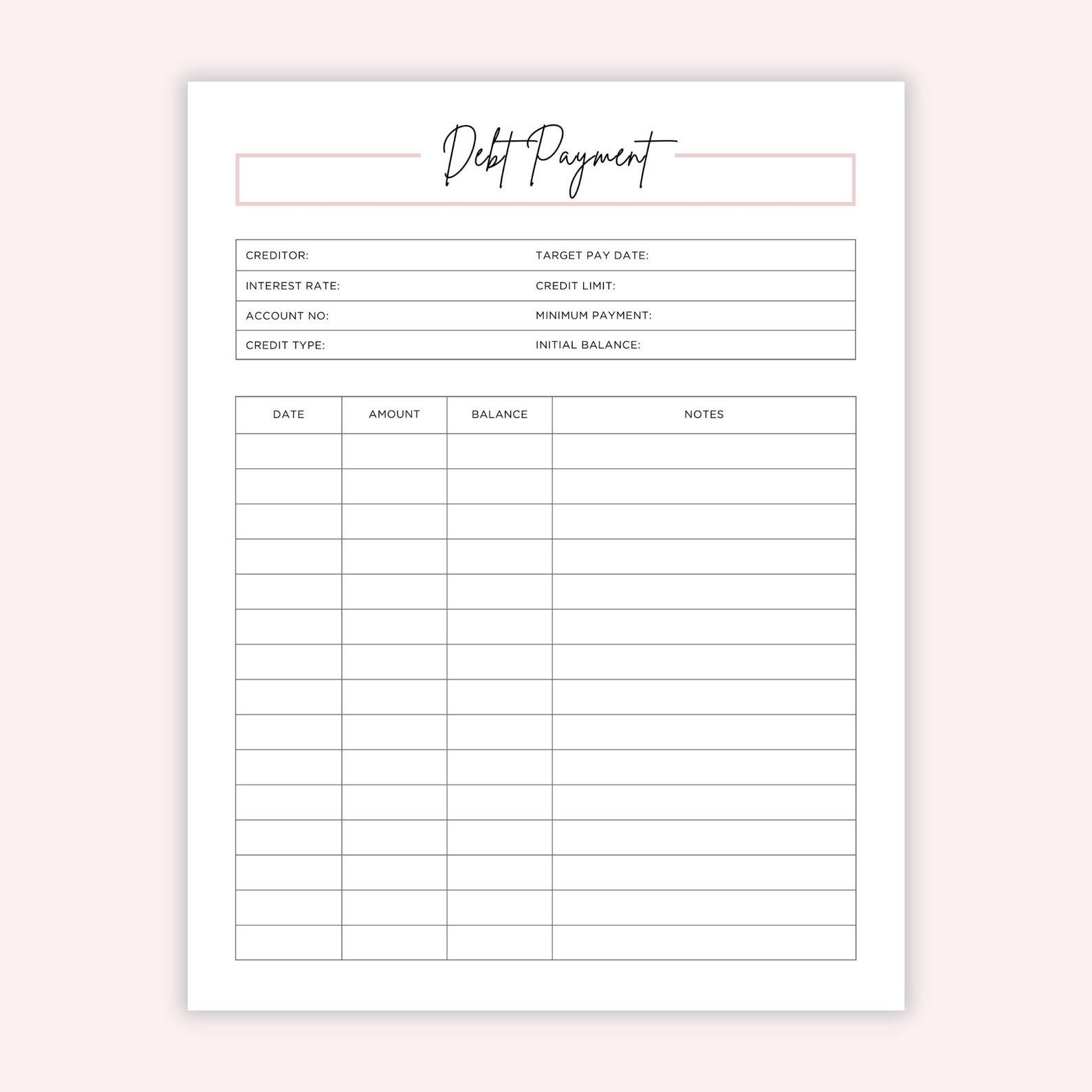 Debt Payment Tracker Printable: A4, A5, Letter Size (PDF) - Etsy
