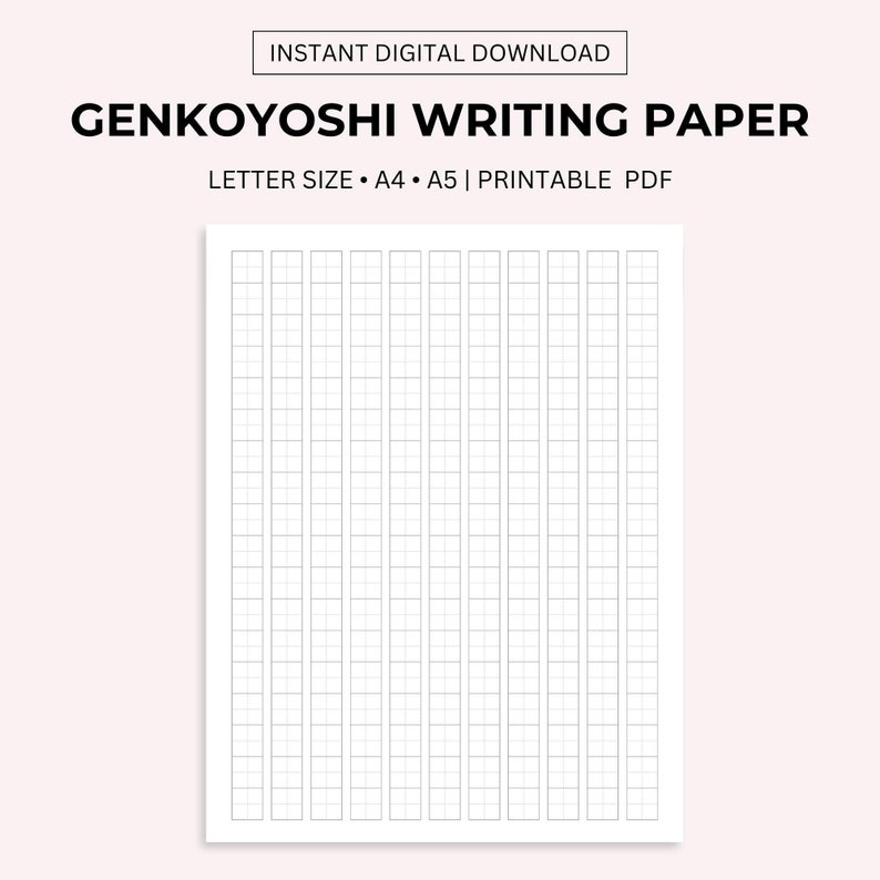 Genkoyoshi Paper: Kanji Practice Sheets (PDF Download) - Etsy Australia
