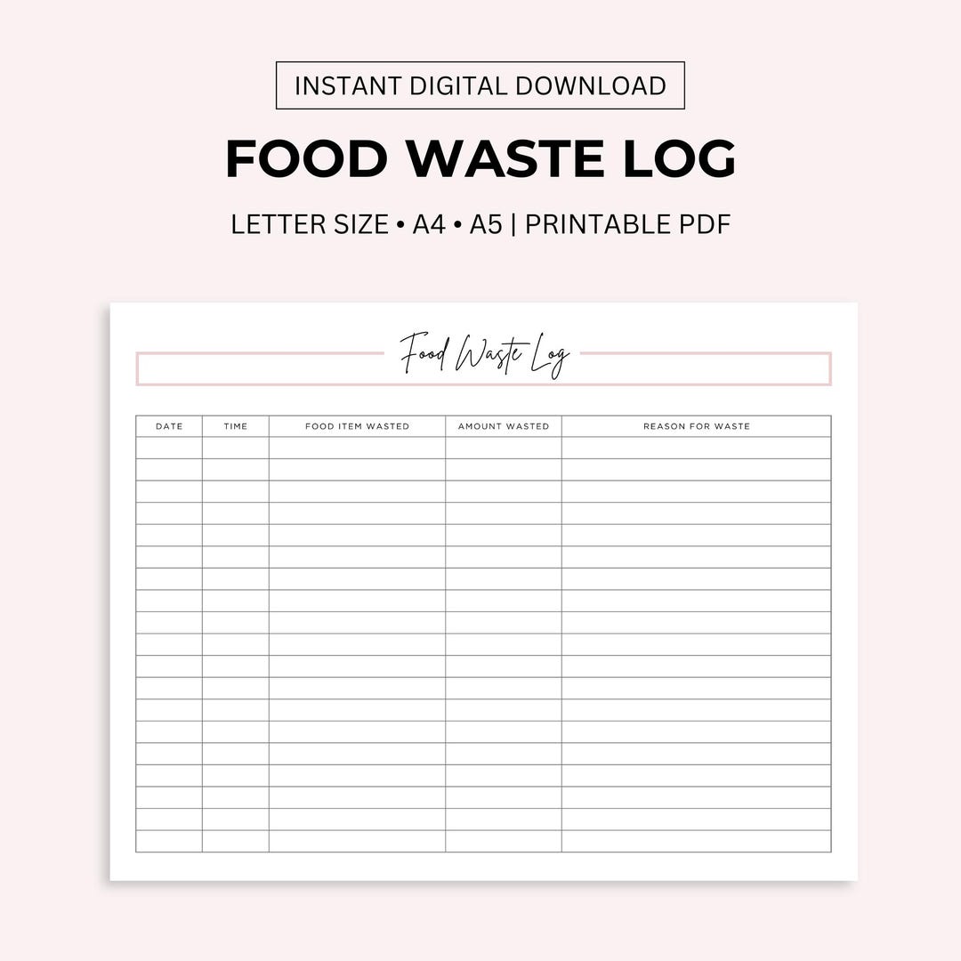 Food Waste Tracker Printable - Etsy