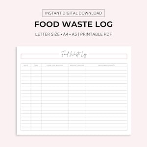 Food Waste Tracker Printable - Etsy