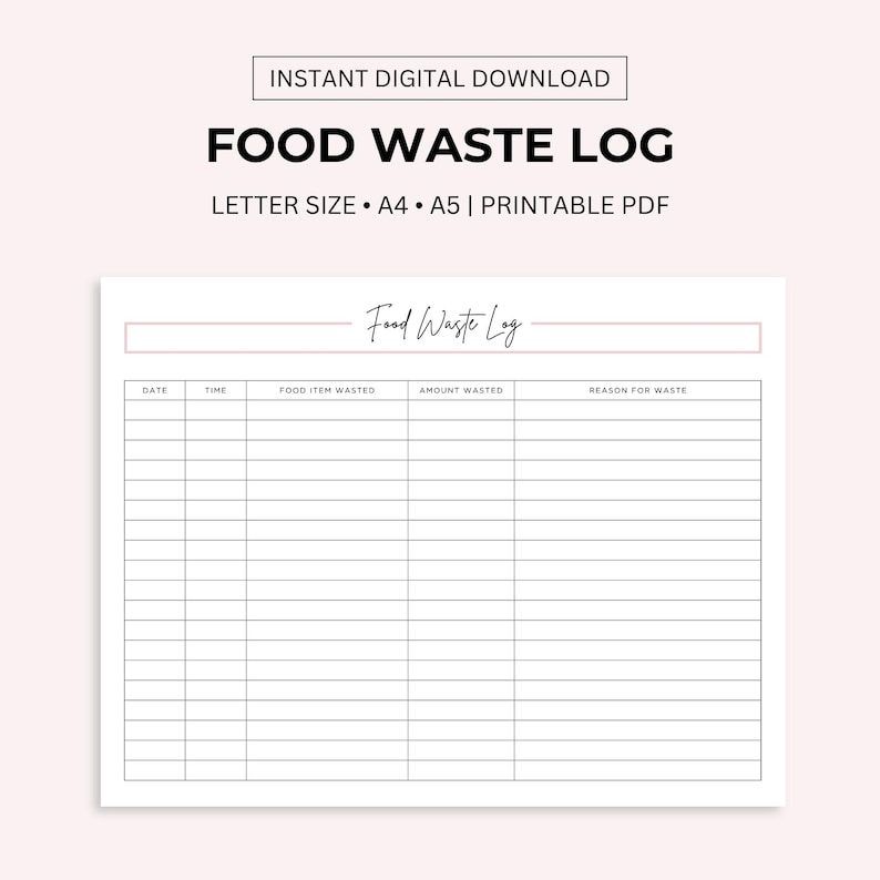 Food Waste Tracker Printable - Etsy