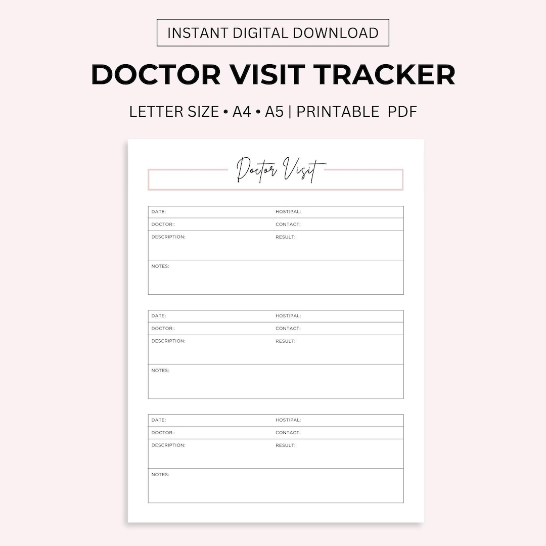 Doctor Visits Tracker Printable, Medical Binder Insert, Doctor ...