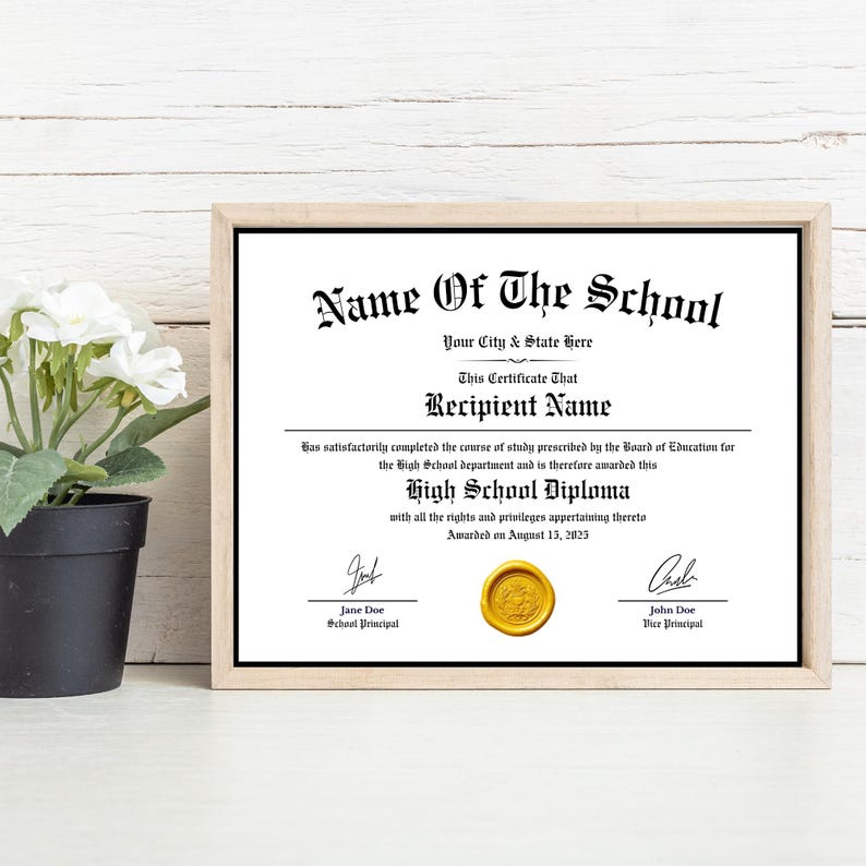 Editable High School Diploma: Canva Template - Etsy