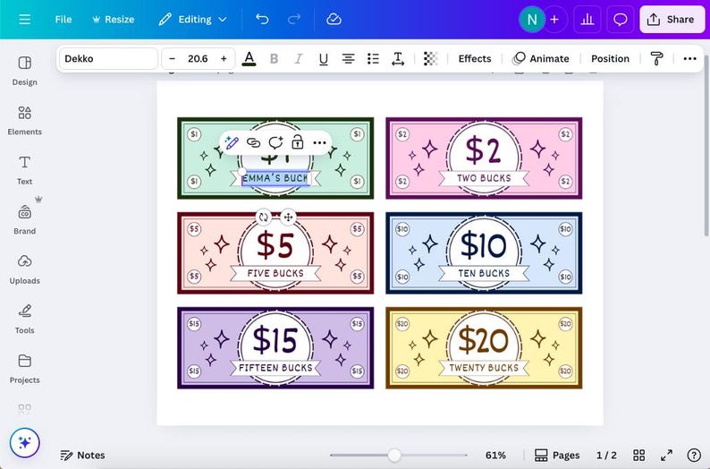 Editable Reward Bucks: Chore & Behavior Incentive (PDF File) - Etsy