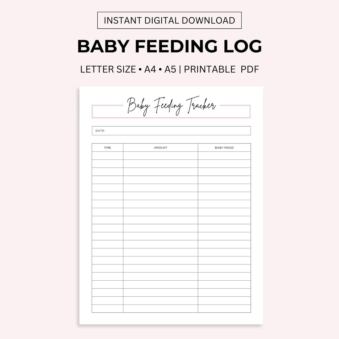 Baby Feeding Tracker Printable, Newborn Daily Care Log, Breastfeeding ...