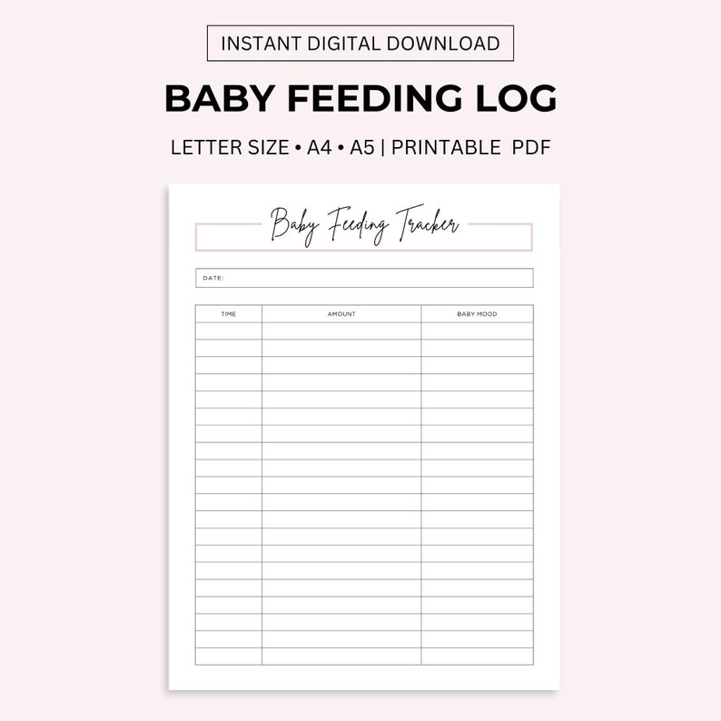 Baby Feeding Tracker Printable, Newborn Daily Care Log, Breastfeeding ...