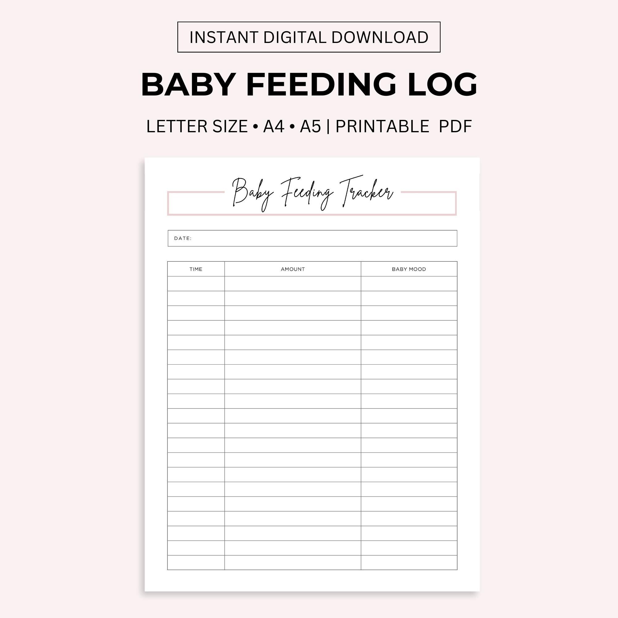Baby Feeding Tracker Printable: Newborn Daily Care Log (PDF) - Etsy