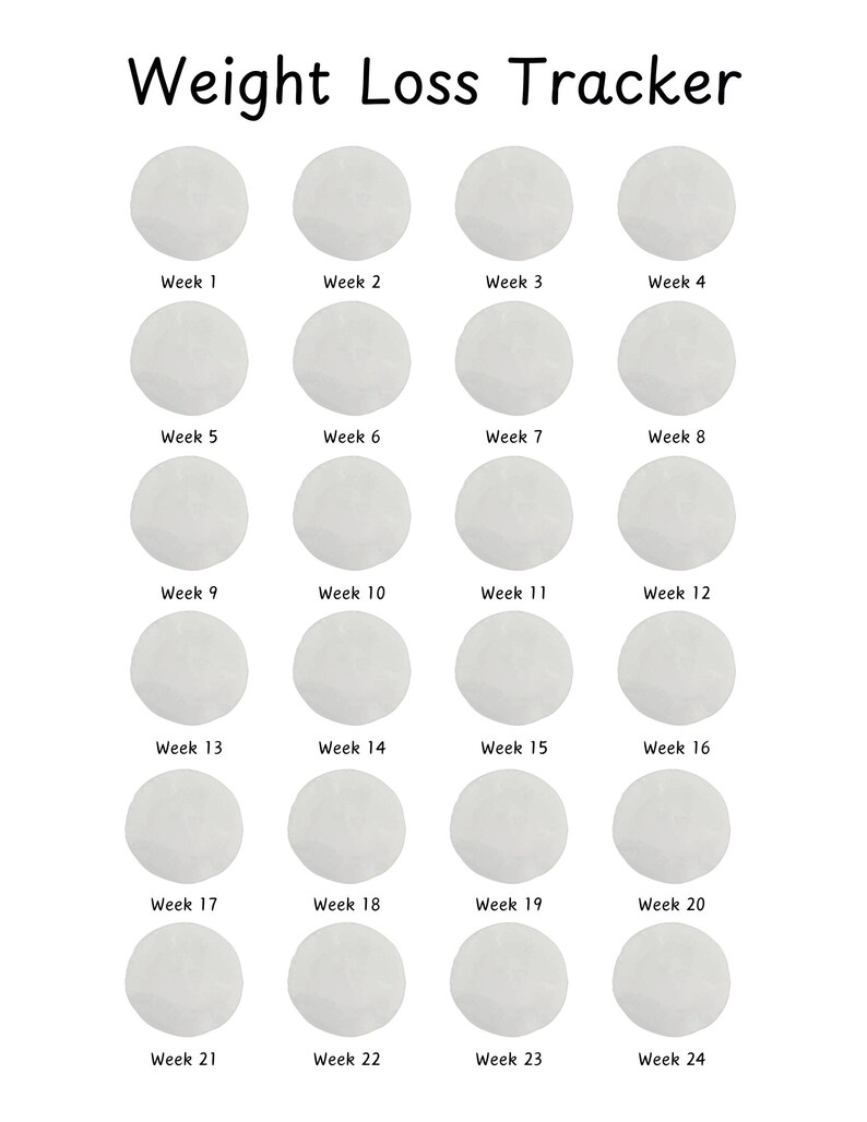 24 Weeks Weight Loss Tracker Printable. Weekly Weight Tracker. Fitness ...