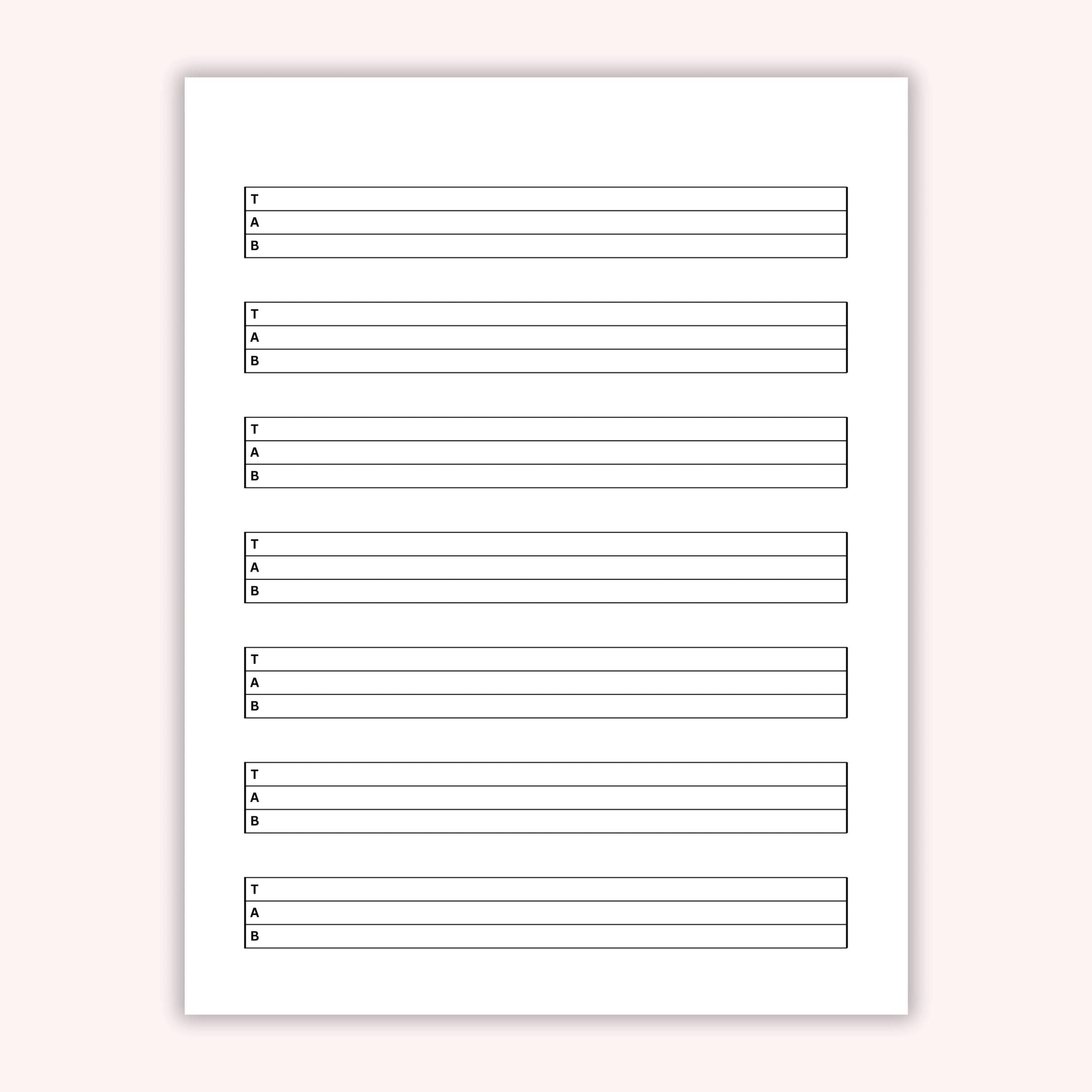 Printable Blank Bass Tabs Paper, Music Template, Blank Bass Tabs Sheet ...