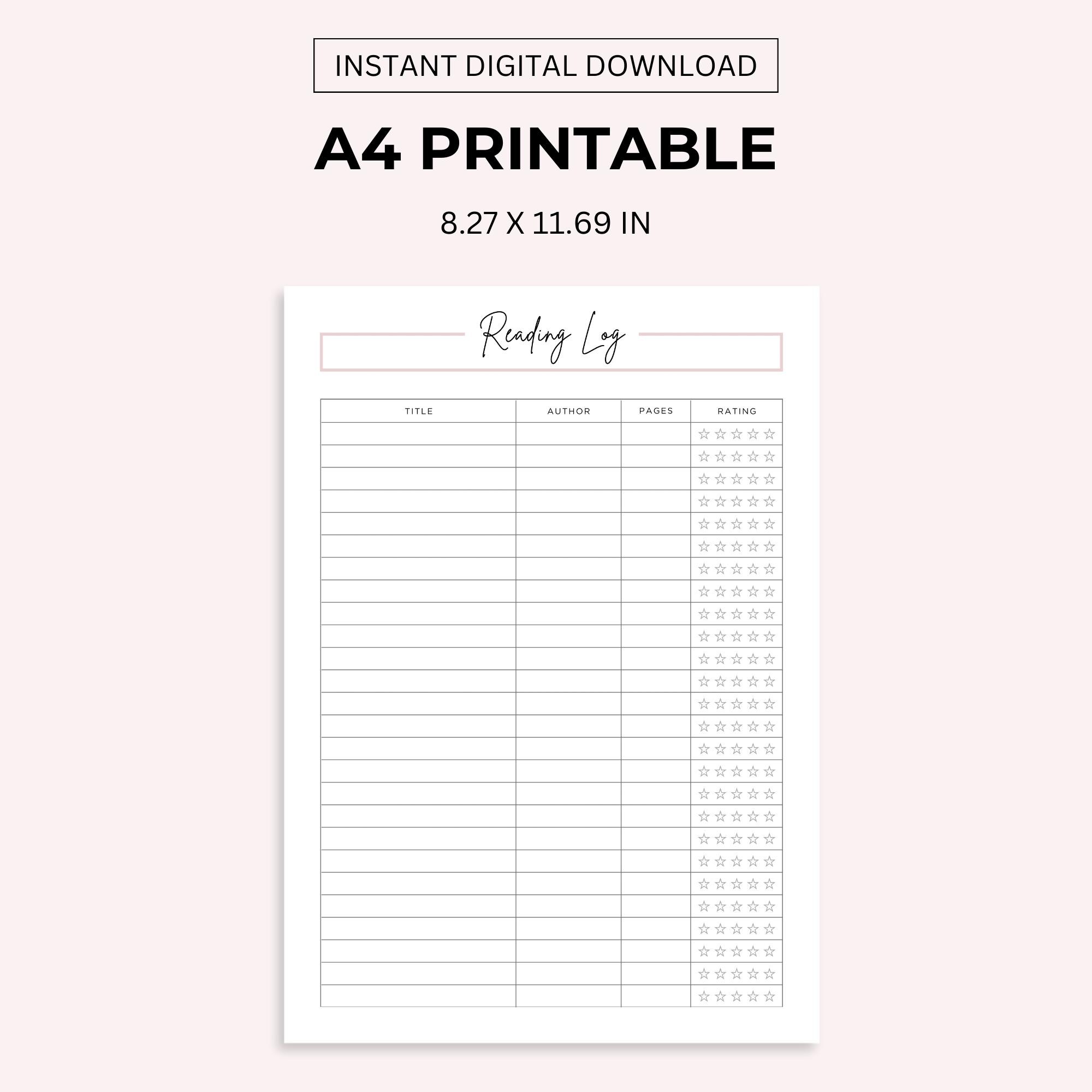 Reading Log Printable, Book Log, Reading Tracker, Books to Read, Books ...